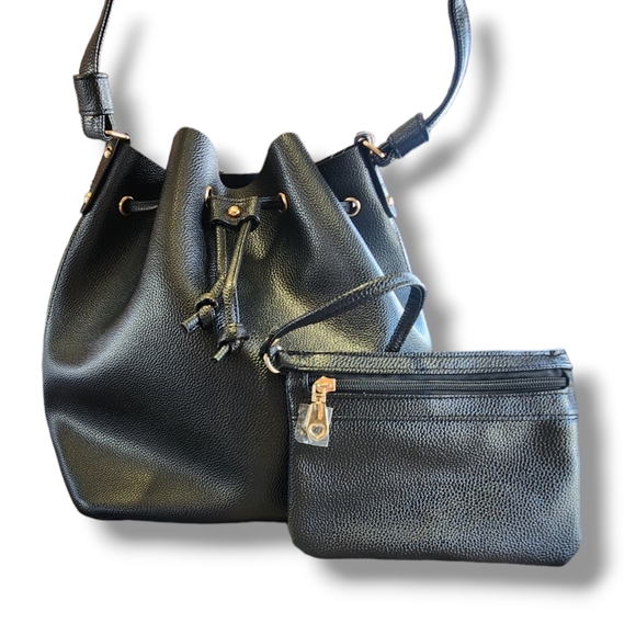 Bella Russo | Bags | Bella Russo Black Faux Leather Pouch Bag | Poshmark